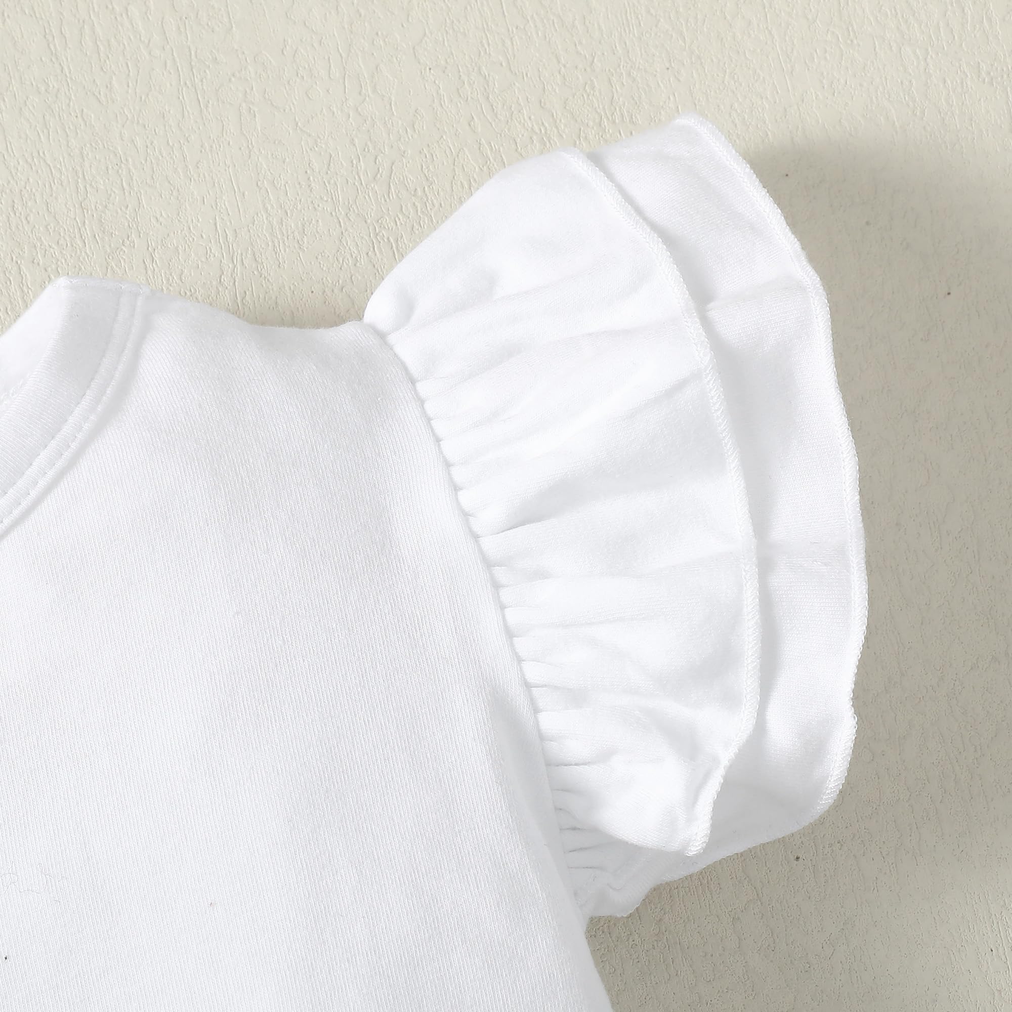 LYSMuch Toddler Baby Girls Ruffle Sleeve Shirt Plain Solid Sleeveless Tshirt Top Blouse Kids Casual Clothes(White, 3-4T)