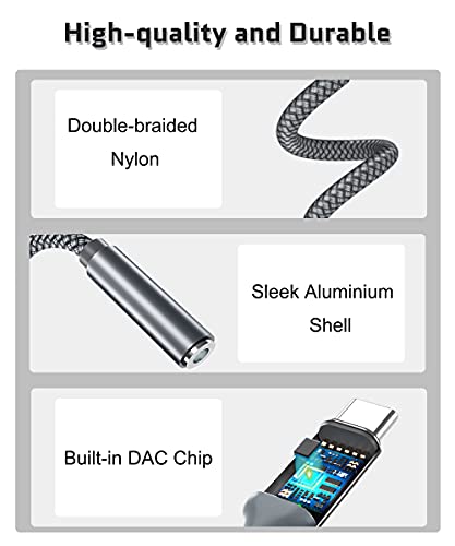 Elebase USB Type C to 3.5mm Audio Adapter and Charger,2 in 1 1/8 Inch Headphone Jack Charging Power Aux Cable for Samsung Galaxy A53,S21 S22 S23 22 21,Note 10 20,Z Flip Fold 3,iPad Pro Air 4 5 Mini 6