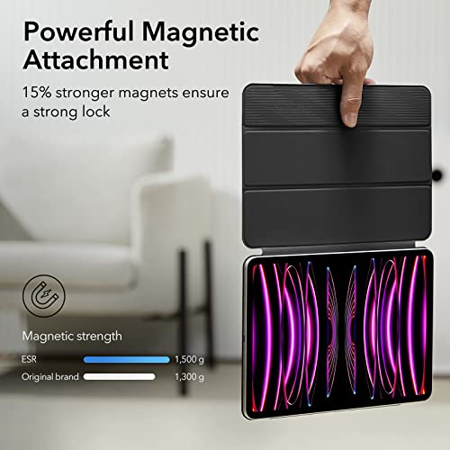 ESR for iPad Pro 12.9 Case (2022/2021/2020, 6th/5th/4th Generation), iPad Air 13 Inch Case 2024 M2, Convenient Magnetic Attachment, 2-Way Stand, Rebound Magnetic Case, Black