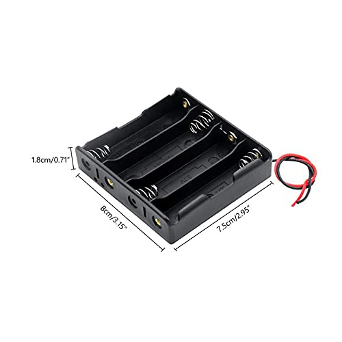 Aokin 4pcs 18650 Battery Holder Bundle with Wire 18650 Battery Holder Case 3.7V, 1/2/3/4 x 3.7V Series DIY Battery Storage Boxes, 1/2/3/4 Slots Black Plastic Batteries Case for 18650 Battery