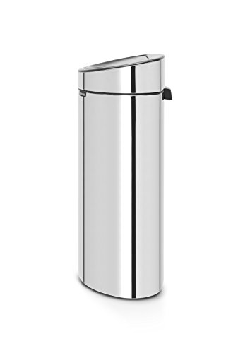 Brabantia 10.6 Gal Kitchen Touch Trash Can New (Brilliant Steel) Removable Lid, Soft-Touch Open, Garbage Can + Bags