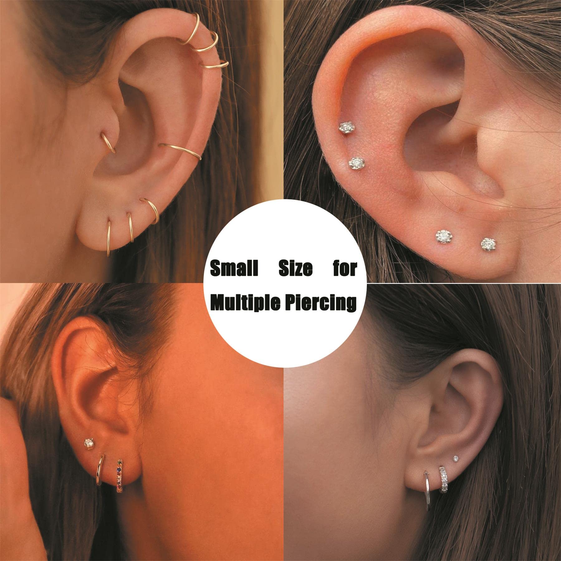 20G Small Cartilage Earrings Set for Women Surgical Stainless Steel, Screw Flat Back Mini Helix Earrings Tiny Hoops and Studs Earrings Set for Multiple Piercing Hypoallergenic, Pack of 10 Pairs ( 6/7/8/9/10mm Silver Hoops & 2mm CZ Studs)