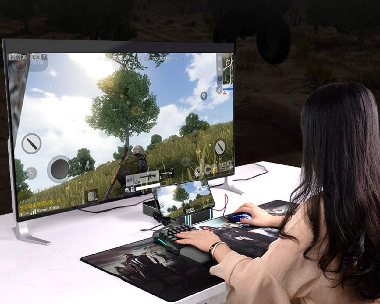 Aibote Mini 35 Keys One-Hand Mechanical Keyboard and Mouse Combo,New Upgraded V100 Gaming Keyboard with Colorful LED Backlit for PC Computer Smartphones LOL/PUBG/Fortnite/Wow/Dota/OW