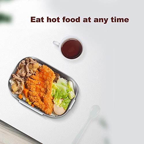 Electric Lunch Box for Car and Home 110V & 12V 40W - Removable Stainless Steel Portable Food Grade Material Warmer Heater - with 2 in 1 Fork & Spoon (Green)