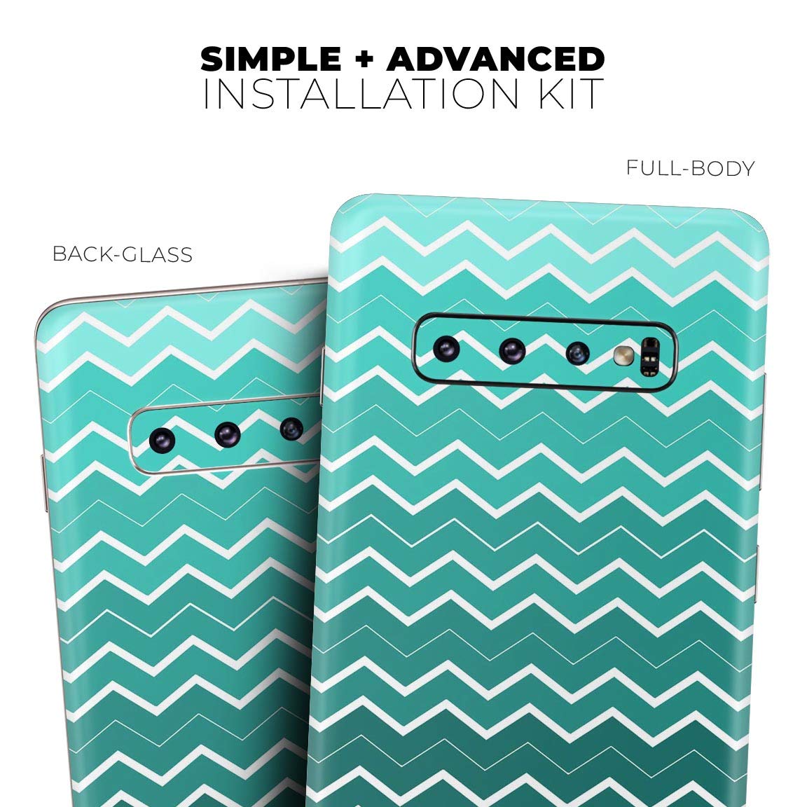 DesignSkinz Teal Gradient Layered Chevron Protective Vinyl Decal Wrap Skin Cover Compatible with The Samsung Galaxy S20 (Screen Trim & Back Glass Skin)