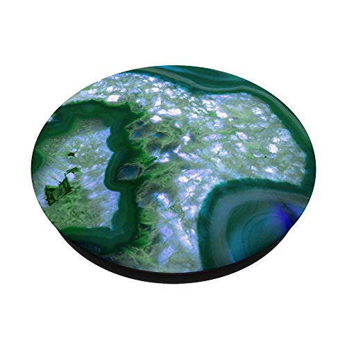 Elegant Blue Green Agate Geode PopSockets PopGrip: Swappable Grip for Phones & Tablets