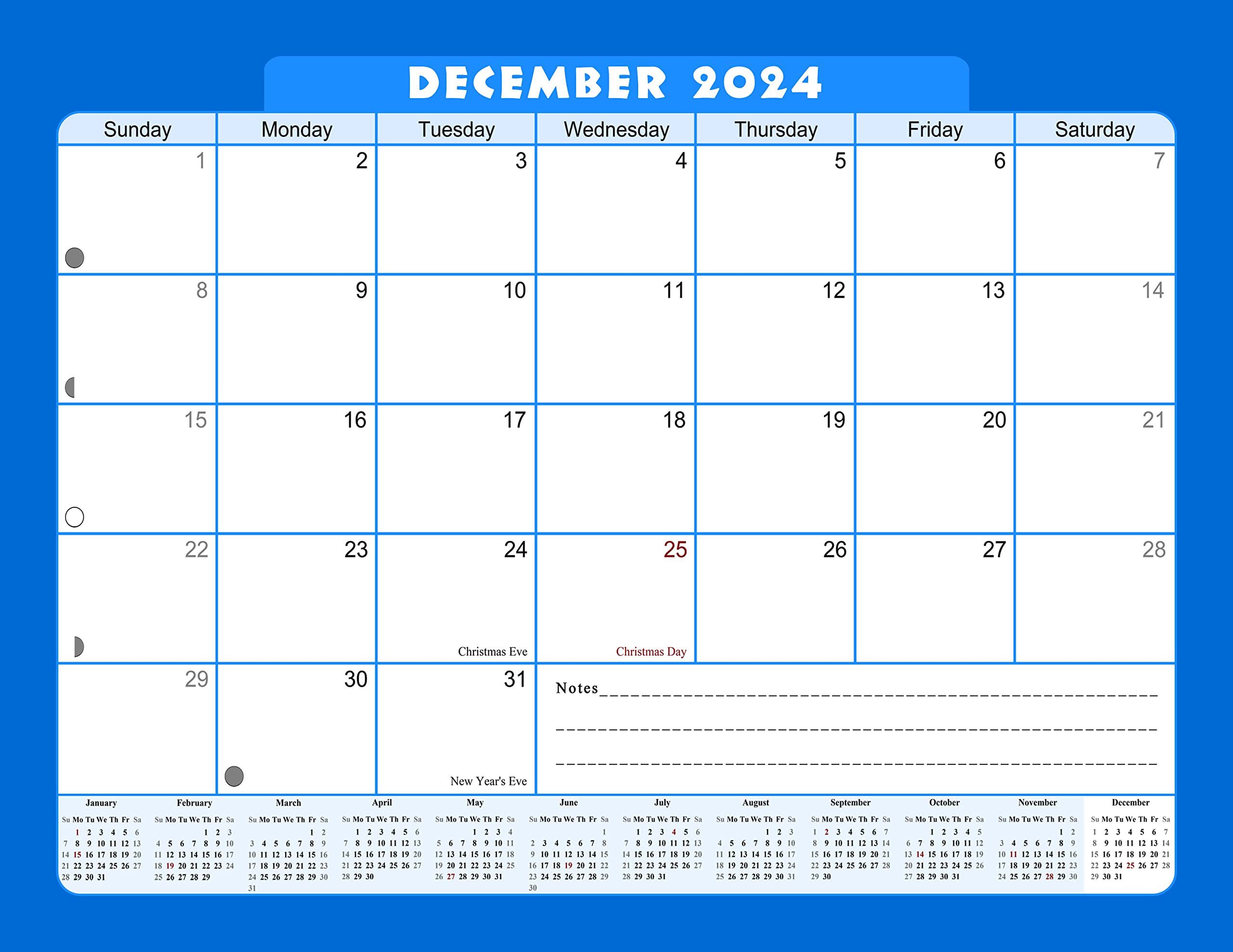 2024 Calendar 12 Months Student Calendar/Planner for 3-Ring Binder, Desk, or Wall -v006