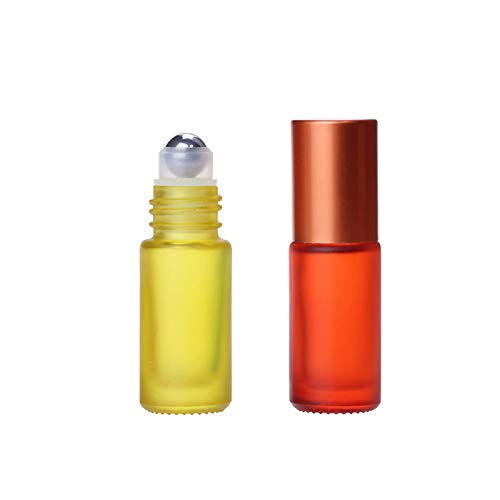 ConStore 8pcs 5ml Colorful Frosted Roll on Bottles Glass Roller Ball for Essential Oils Refillable Massage Roller Bottles with Stainless Steel Ball Empty Containers for Aromatherapy+1pcs Dropper