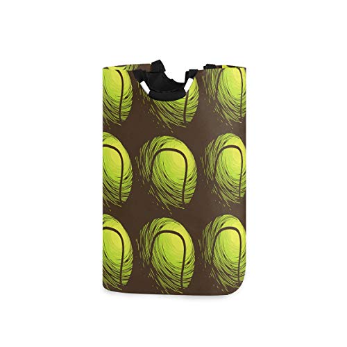 DOMIKING Sport Tennis Ball Laundry Hamper 12.6 x 11 x 22.7 Inch Collapsible Organizer Basket Clothes Laundry Basket Storage Organizer for Toy Collection