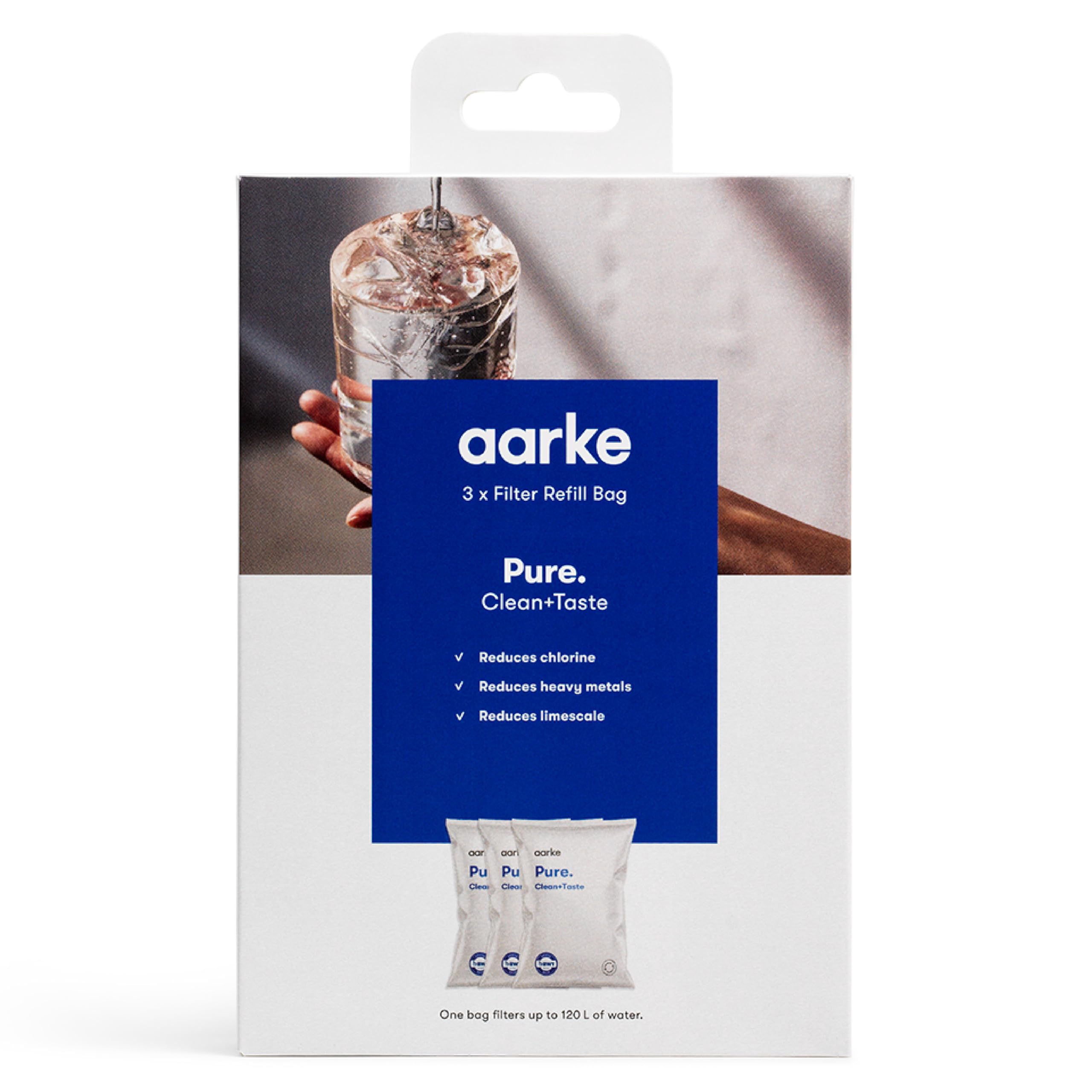 aarke Pure Filter Refill Granules - Reduces Heavy Metals for Clean Water, Eco-Friendly, 8-Week Performance, Filters 31.7 Gallons Per Bag (3 Pack)