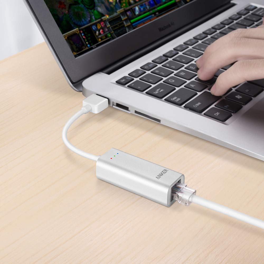 Anker USB 3.0 to Ethernet Adapter, USB 3.0 to Gigabit Ethernet Adapter, Aluminum Portable USB-A Adapter, Compatible with MacBook Pro 2015, MacBook Air 2017, and More