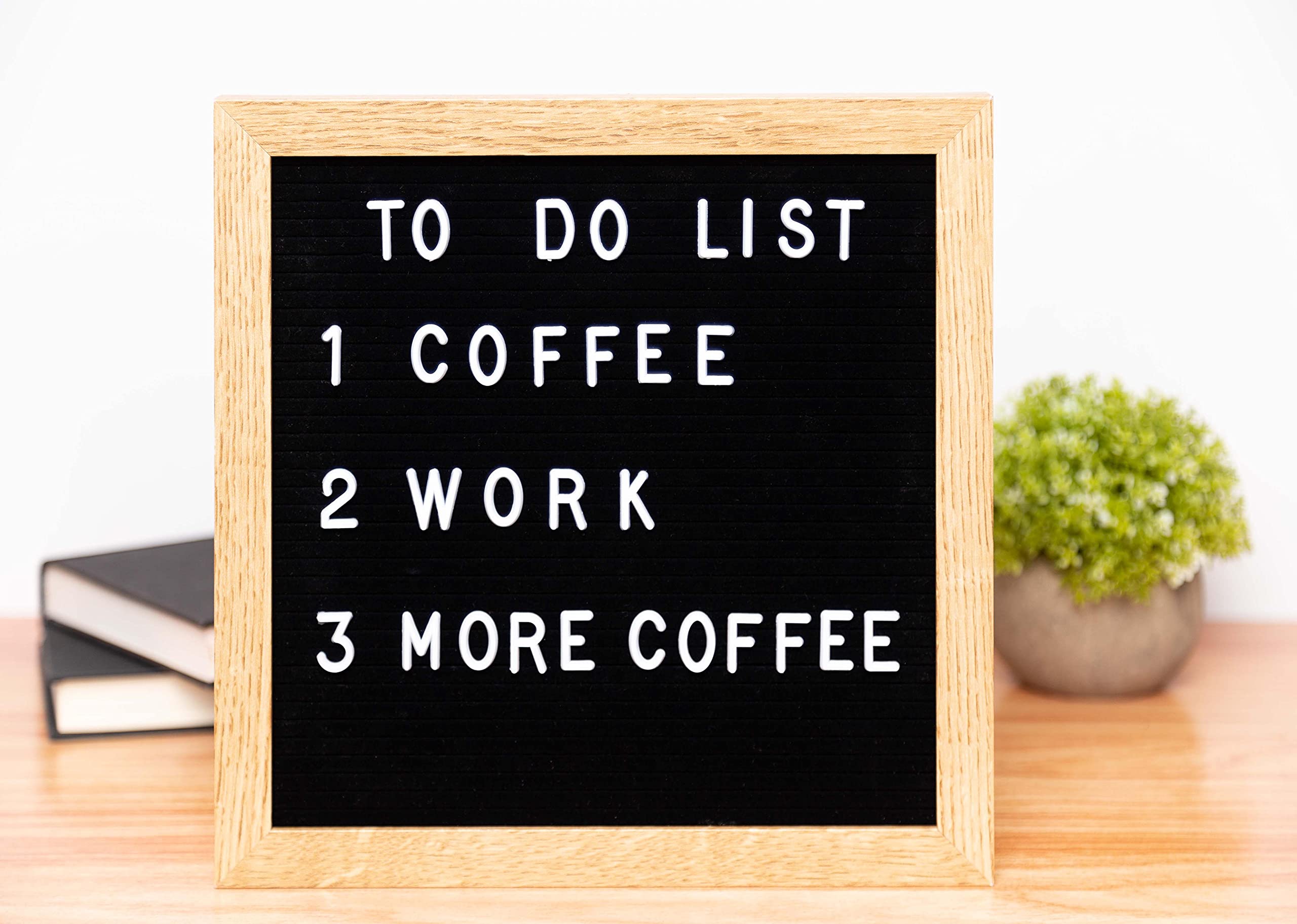 Pearhead Natural Wood And Black Felt Classic Letter Board Set, Includes 294 White Letters, Modern Reusable Message Board, Gender Neutral Photo Prop, Nursery And Home Decor, 10" x 10"