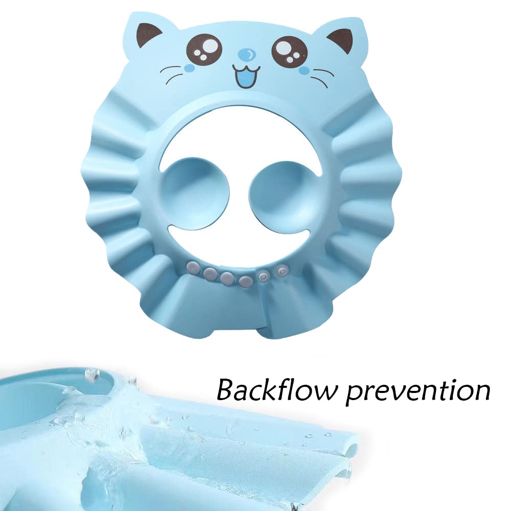 Anller 3 Pieces Baby Shower Cap, Soft Adjustable Bath Shampoo Cap with Ear Protection, Funny Cartoon Bathing Cap for Children, Kids and Toddlers(Pink+Blue+Yellow)