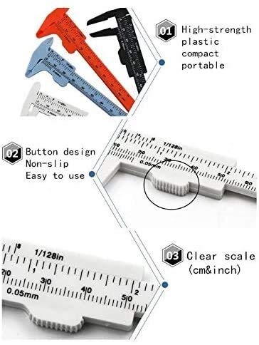 4pcs 0-80mm Double Rule Scale Plastic Vernier Caliper Measuring Student Mini Tool Ruler(White/Blue/Black/red)
