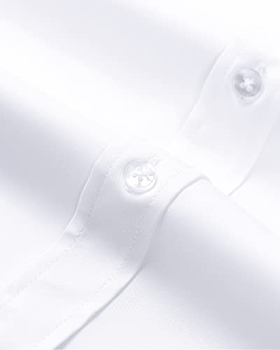 Alimens & Gentle Men's Stretch Mandarin Collar Dress Shirt Long Sleeve Solid Banded Collar Button Down Shirts