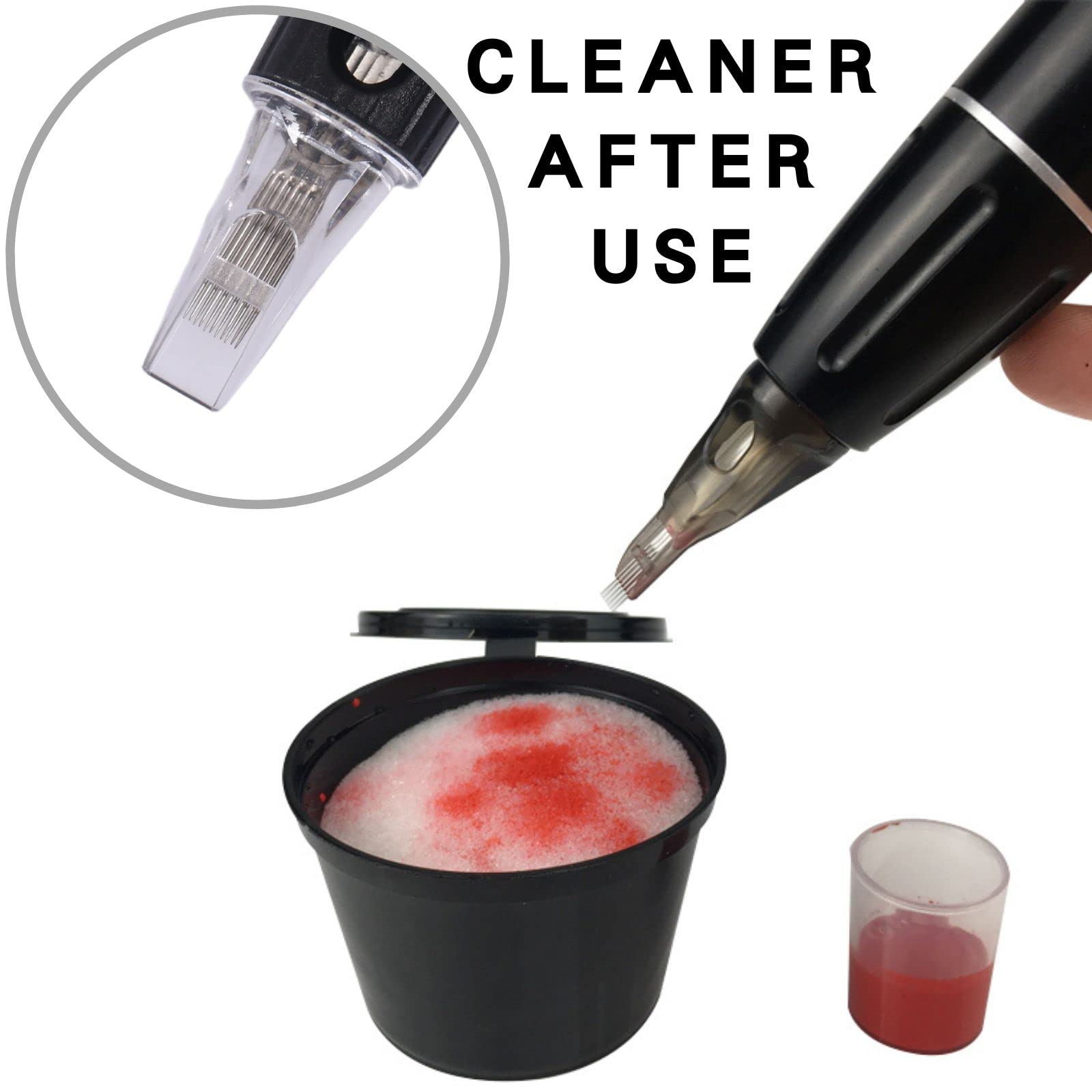 18pcs Disposable Dip Foam Rinse Caps Cups Cleaning for Machines and Needle, Tip Rinse Dip Clean Professional Dip Foam Cleaning Cup Clean Supplies