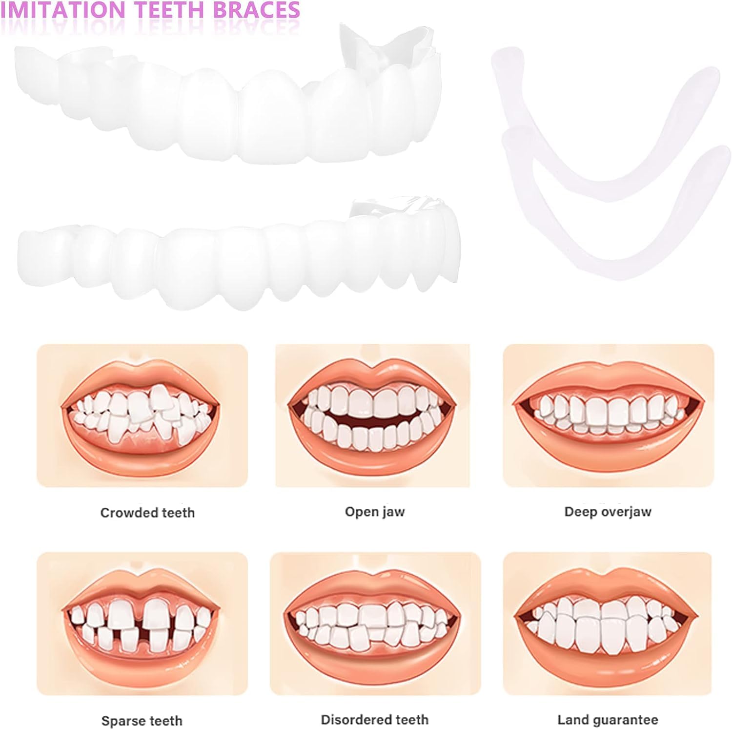 Fake Teeth, Instant Veneers for Temporary Tooth Repair Upper and Lower Jaw, Dentures Teeth Socket-Perfect for Women and Men, Protect Your Teeth and Regain Confident Smile, Natural Shape with Color