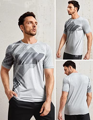 5 Pack Men’s Active Quick Dry Crew Neck T Shirts | Athletic Running Gym Workout Short Sleeve Tee Tops Bulk (Set 3, Medium)