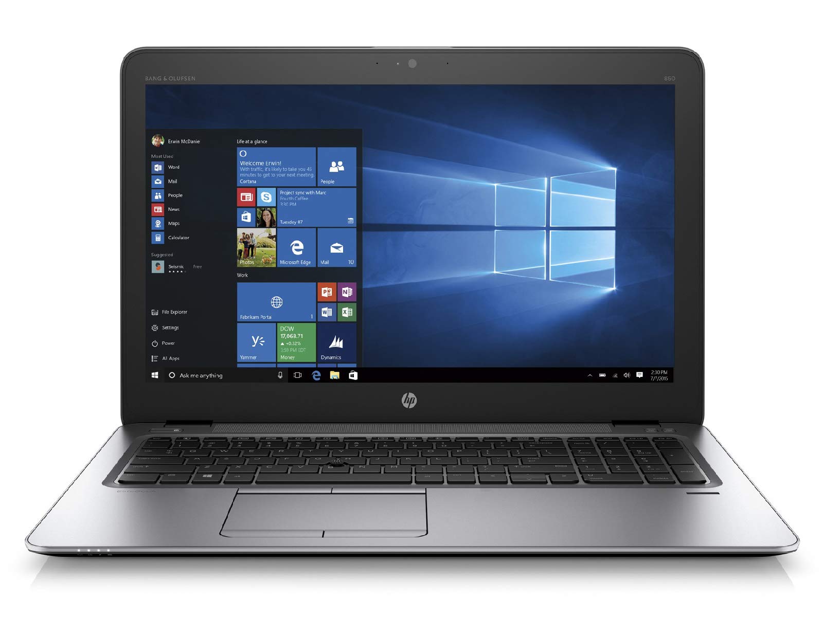 HP EliteBook 850 G3 Laptop - 15.6 FHD Display, Intel Core i7-6600U 2.6Ghz, 256GB SSD, 16GB DDR4 RAM, Webcam, WiFi, Windows 10 Pro (Renewed)