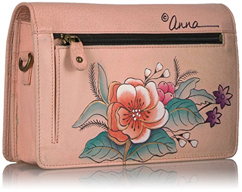 Anna by Anuschka Women’s Hand-Painted Genuine Leather Two Fold Wallet On a String - Vintage Garden