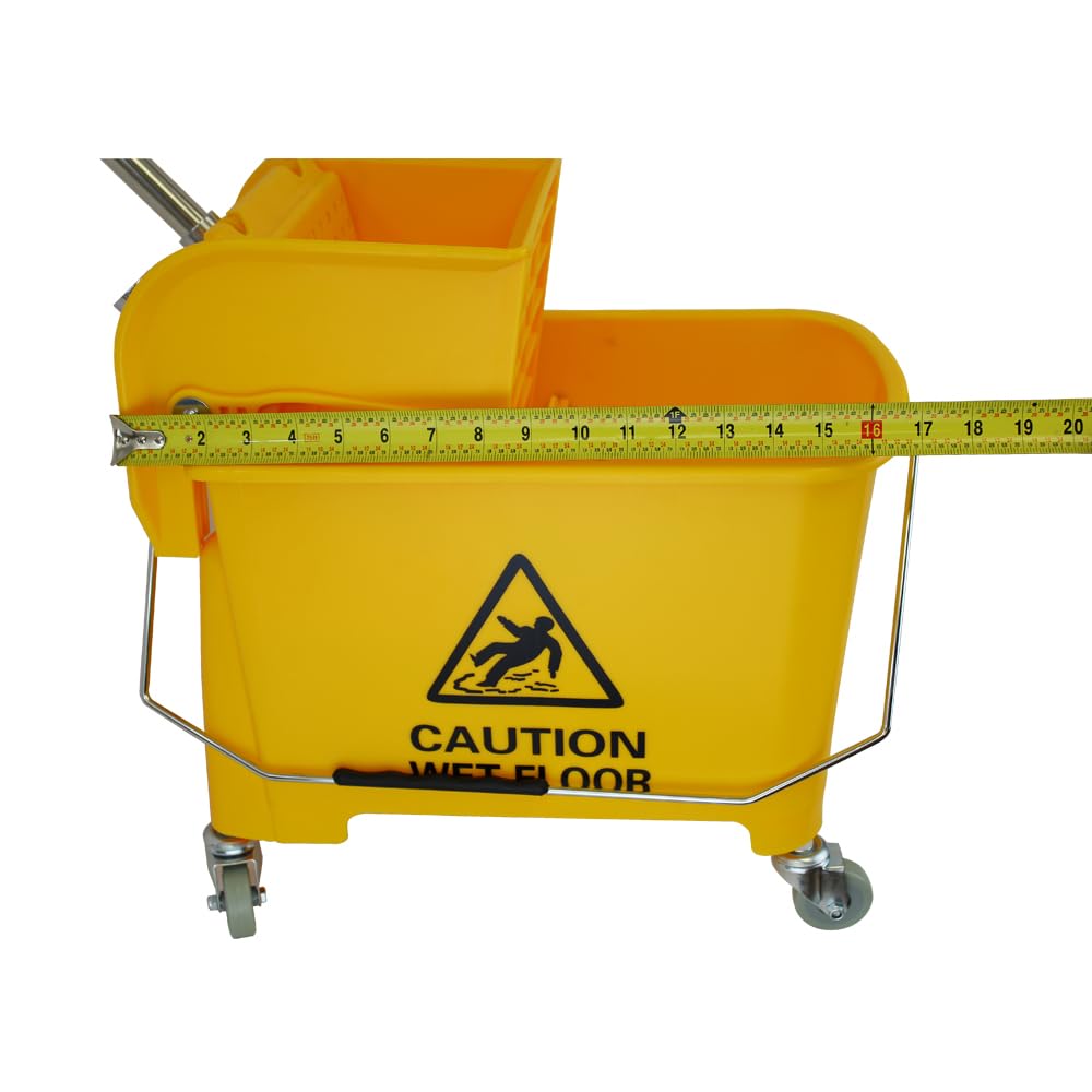 20L Rolling Janitorial Cleaning Mop Bucket Commercial Restaurant with Down Press Wringer
