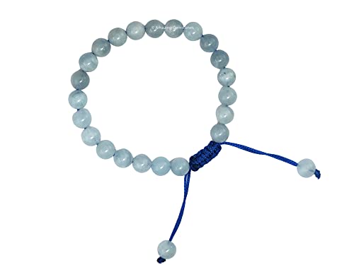 Aquamarine Bracelet for Women Men's Gifts - Protection Healing Crystal Bracelet - 8mm Gemstone Beaded Adjustable Bracelet
