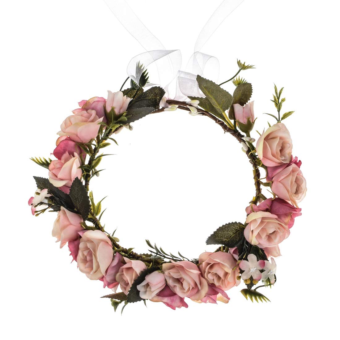 Vividsun Adjustable Flower Crown Floral Headpiece Floral Crown Wedding Festivals Photo Props (baby pink)