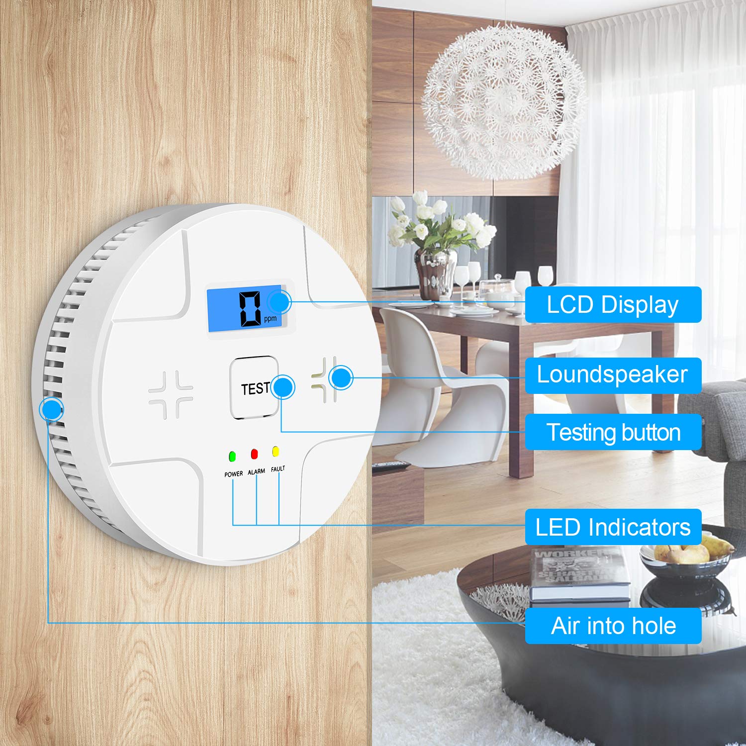 3 Pack Combination Smoke Carbon Monoxide Alarm Detector Battery Operated, Portable Smoke and Co Alarm for Home Bedroom Travel,Easy to Install