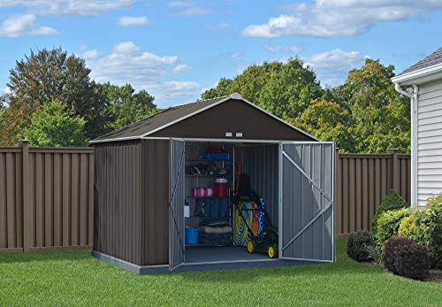 Arrow 10' x 8' EZEE Shed Charcoal with Cream Trim Extra High Gable Steel Storage Shed