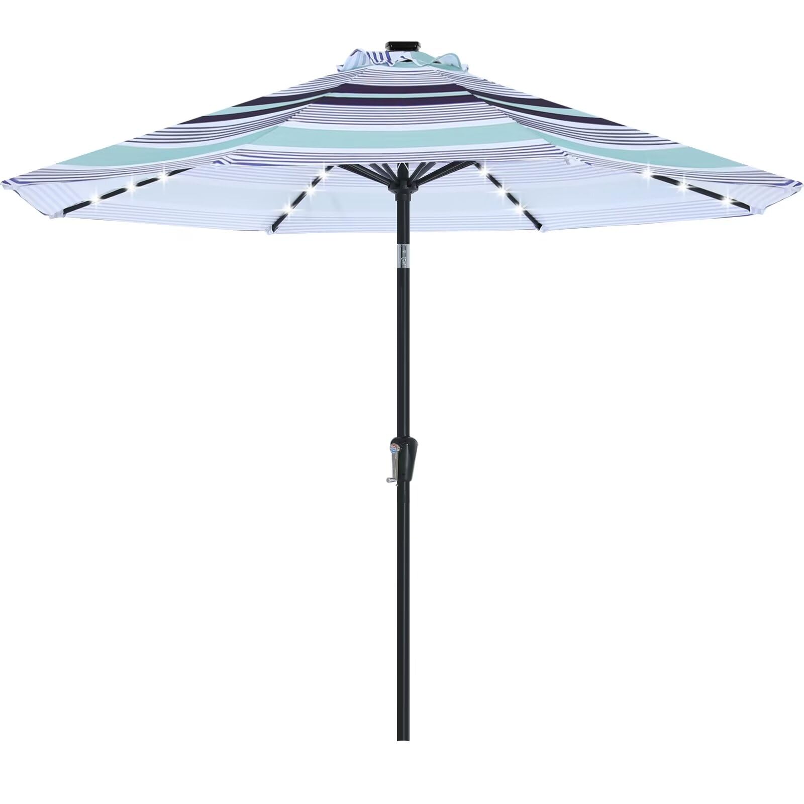 ABCCANOPY Durable Solar Led Patio Umbrellas with 32LED Lights 10FT (Blue Purple Stripes)