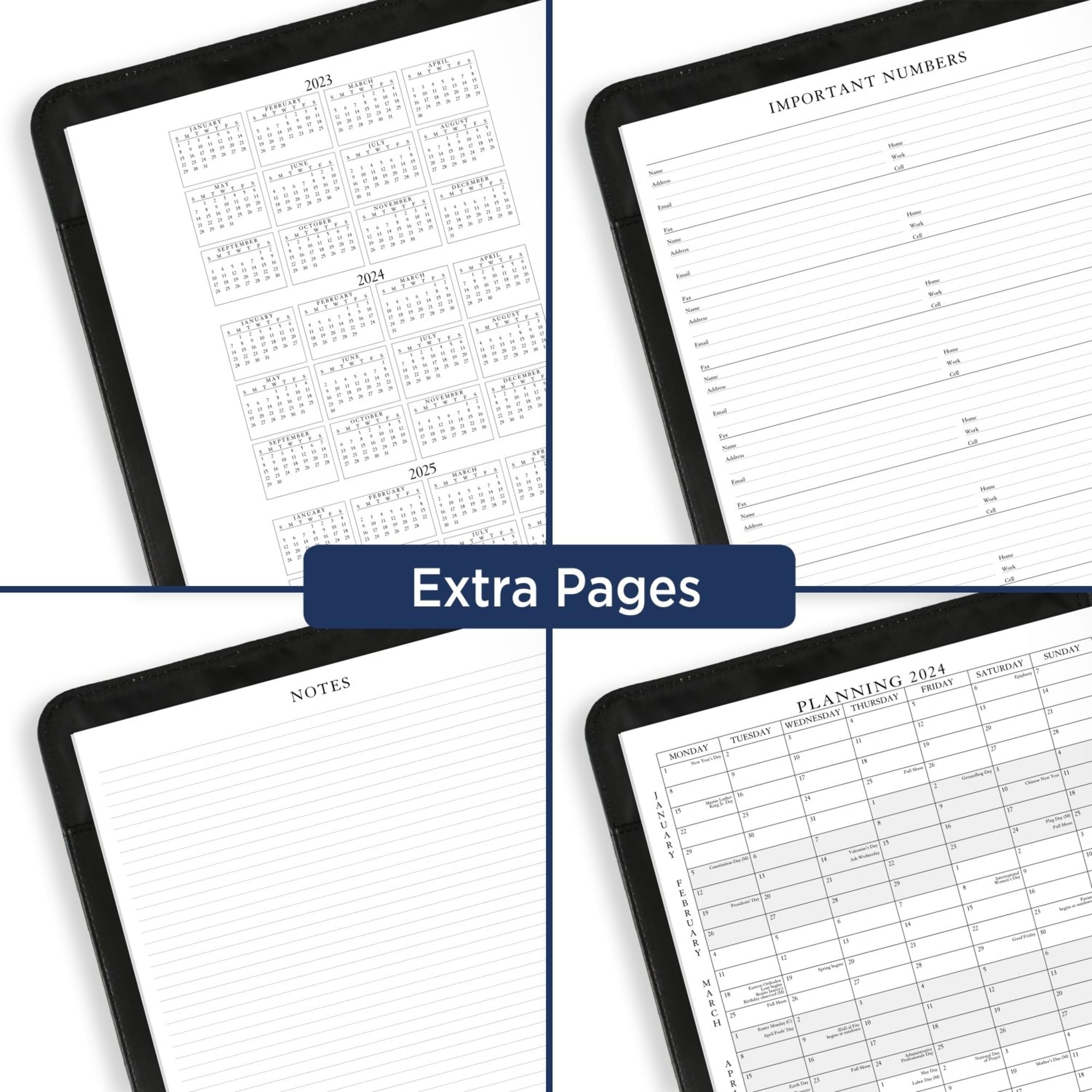 2024-2025 AT-A-GLANCEĀ® Executive 13-Month Monthly Padfolio, 9" x 11", Black, January 2024 to January 2025, 7029005