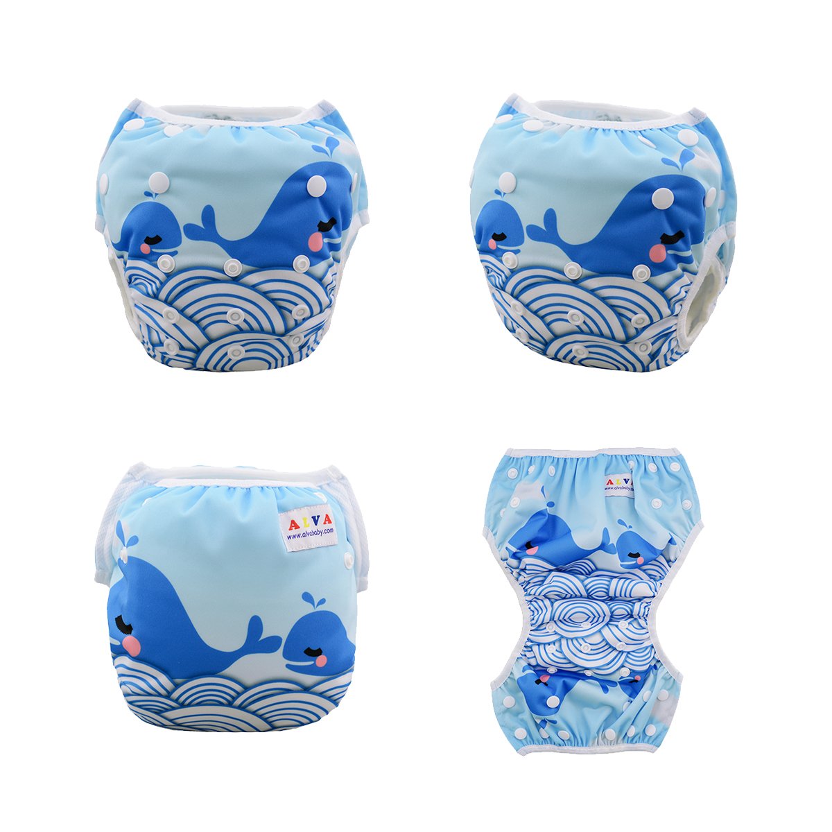 ALVABABY Swim Diapers 2pcs Reusable Adjustable & Washalbe for Boys & Girls 0-2 Years Baby Boy DYK13-14