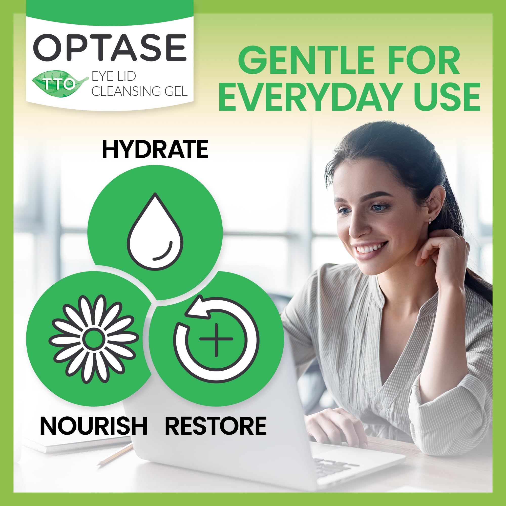 OPTASE TTO Eye Lid Cleansing Gel - Tea Tree Oil Cleanser - Preservative Free, Natural Ingredients - Soothes Dry Eye and Eyelid Irritation - Made With Pro-Vitamin B5-1.7 oz