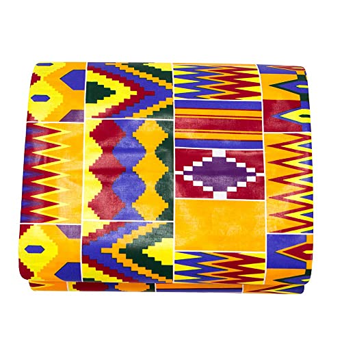 African Fabric 100% Cotton Kente Cloth by The Yard 6 Yards African American Ankara Print Wax Fabric 1381