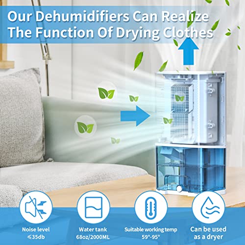 68oz 7900 Cubic Feet(810 Sq.ft)Dehumidifiers for Home Bathroom Room Basements,Quiet Dehumidifier With Drain Hose & Auto Shut Off, Portable Small Dehumidifiers for Bedroom Closet RV