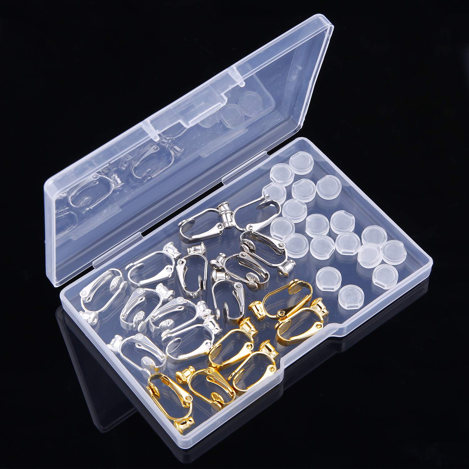 18 Pieces Clip-on Earrings Converter Components with Post for Non-Pierced Ears 3 Colors and Comfort Earring Pads