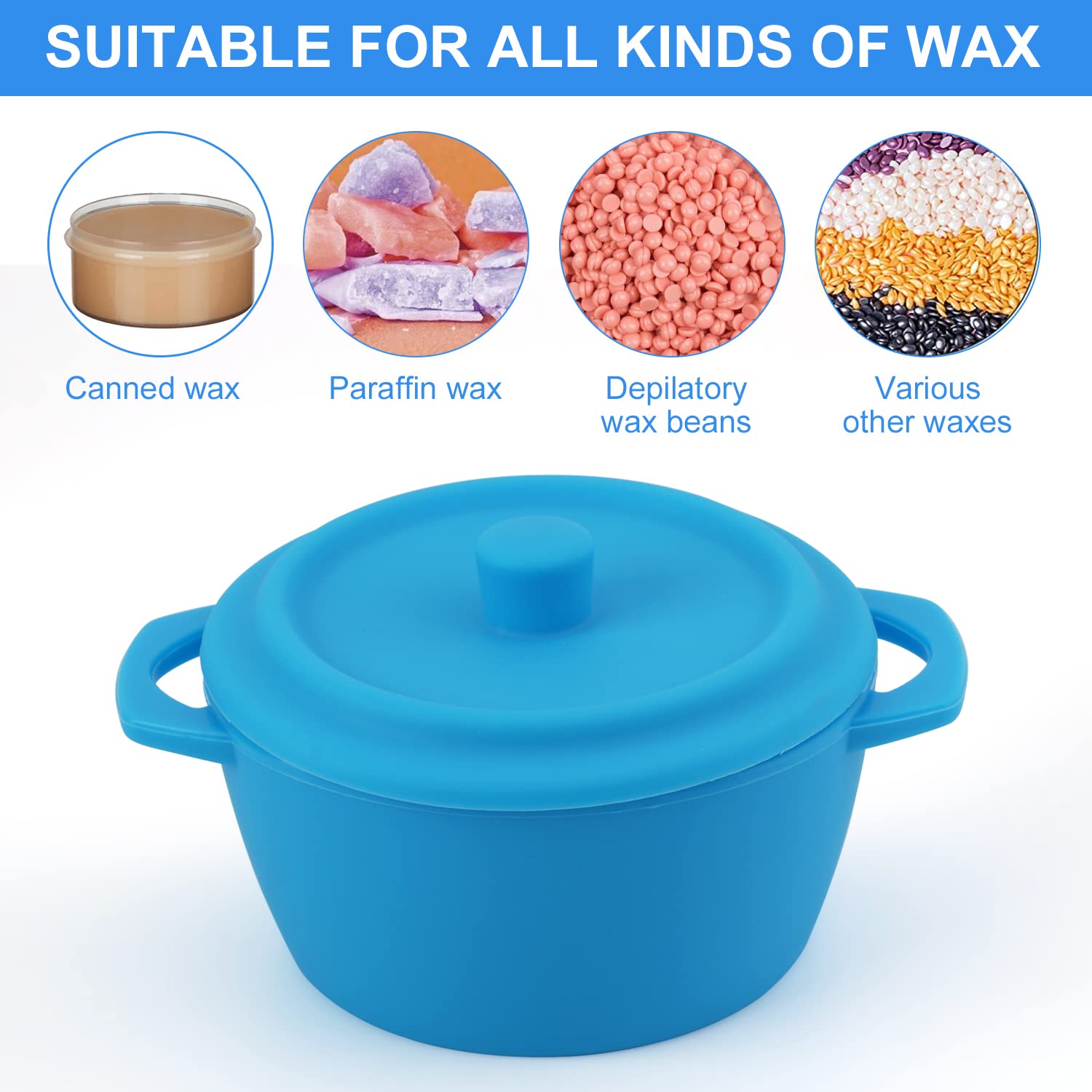 3 in 1 Wax Pot Reusable Bowl, Non-Stick Replacement Pot Removable Hair Removal Warmers Waxing, Applicable directly in the microwave oven and oven, heated