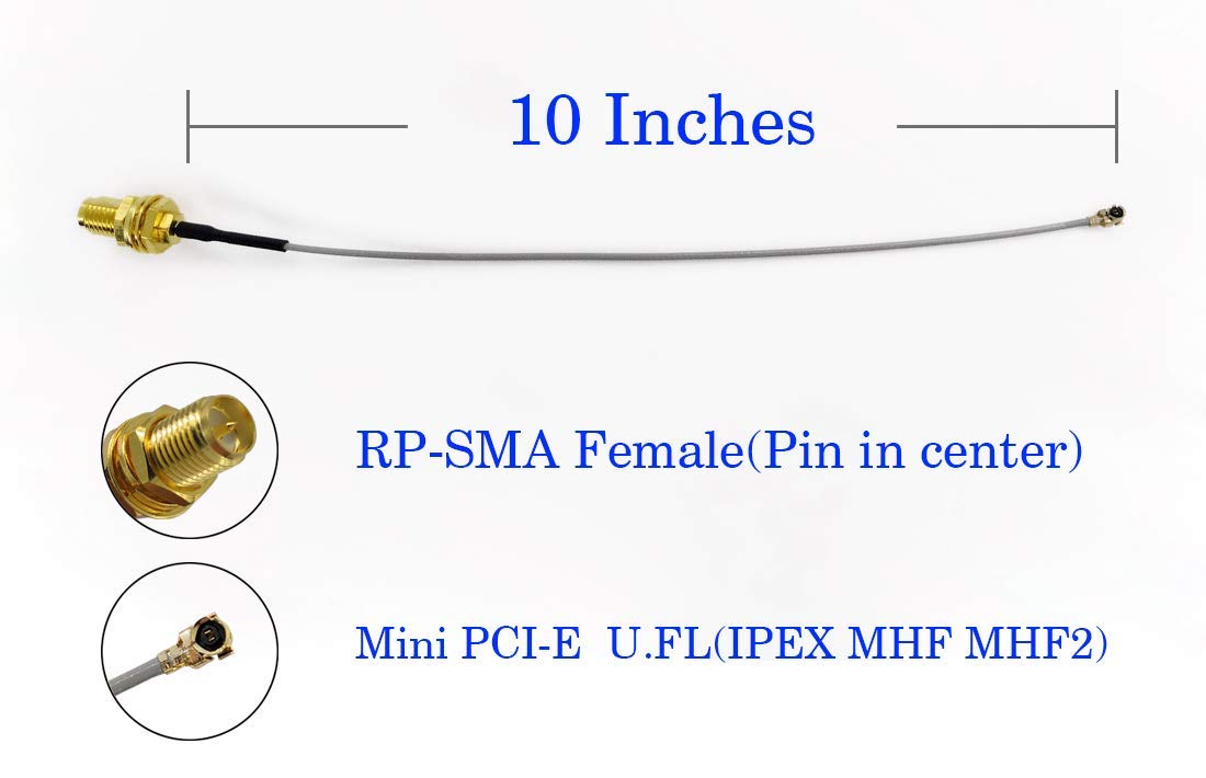 PS4 Antenna Upgrade Replacement Kit 10dBi 2.4GHz Long Range Extender BT WiFi Antenna + 10in U.FL to RP-SMA Cable for Mini PCIe Card + RP SMA Extension Cable 10ft