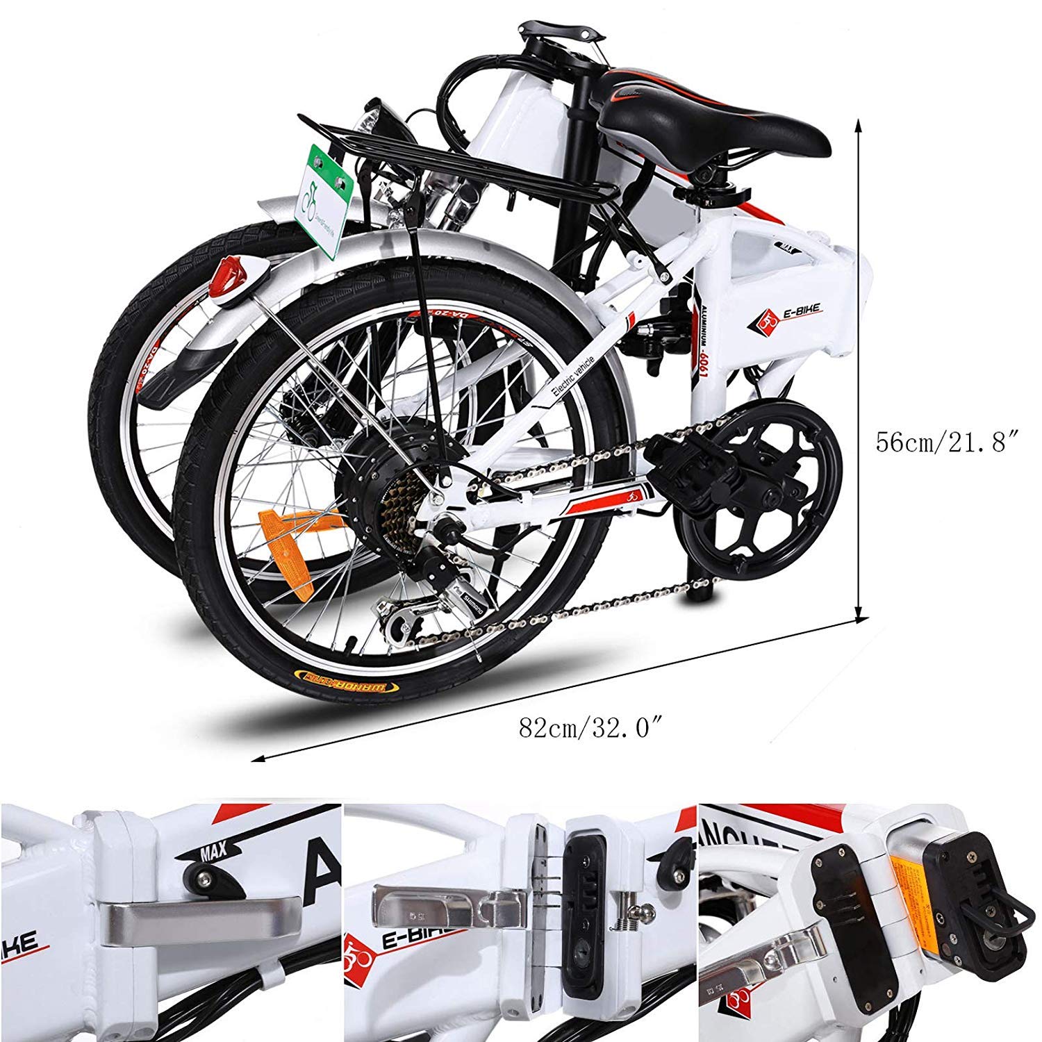 20" Folding Electric Bike with Removable Large Capacity Lithium-Ion Battery (36V 250W), Electric Bicycle 7 Speed Gear and Three Working Modes