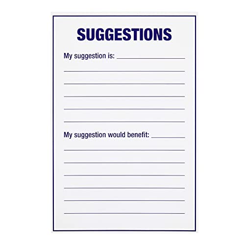 Best Paper Greetings 100-Sheet Bulk Suggestion Box Cards, 4 x 6 Blank Refill Forms for Customer Feedback, Comment, Benefits, Improvement for Small Businesses Supplies, Restaurants, Church, School