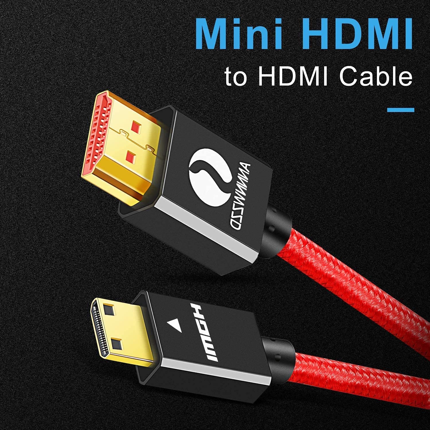 ANNNWZZD LinkinPerk Mini HDMI to HDMI Cable 3 Foot,High-Speed Mini-HDMI Supports Full 1080P Ethernet 3D and Audio Return (3FT)
