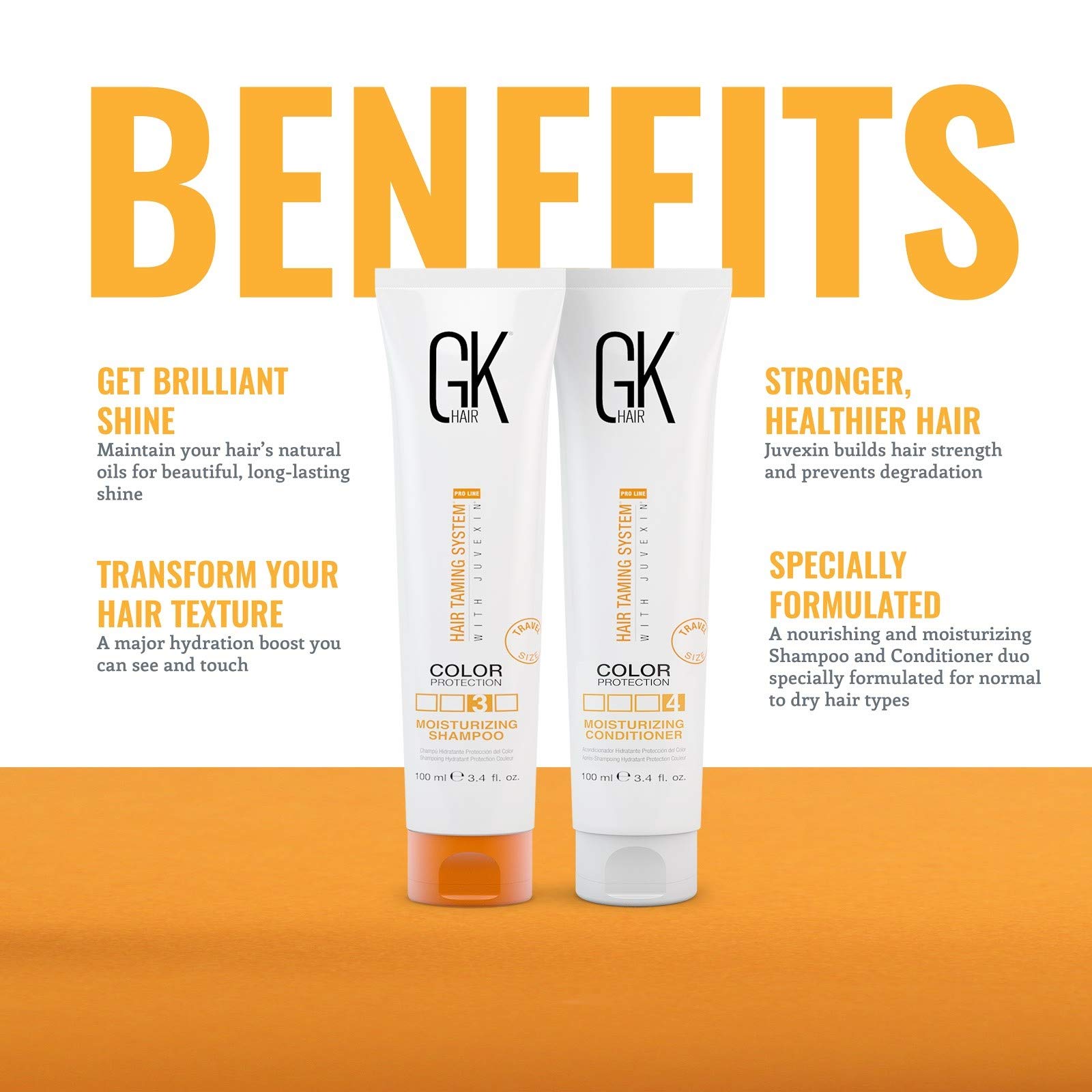 GK HAIR Global Keratin Moisturizing Shampoo and Conditioner Set 100ml I Volumizeher Spray Hair Thickening Spray for Women and Men