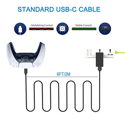 6FT Long PS5 Controller Charger Cable for Xbox Series Controller,PS5 Charging Cord,USB Data Sync Cable for Xbox Series S/X,Playstation 5,PS5 Slim/Pro,Charge and Play Wire