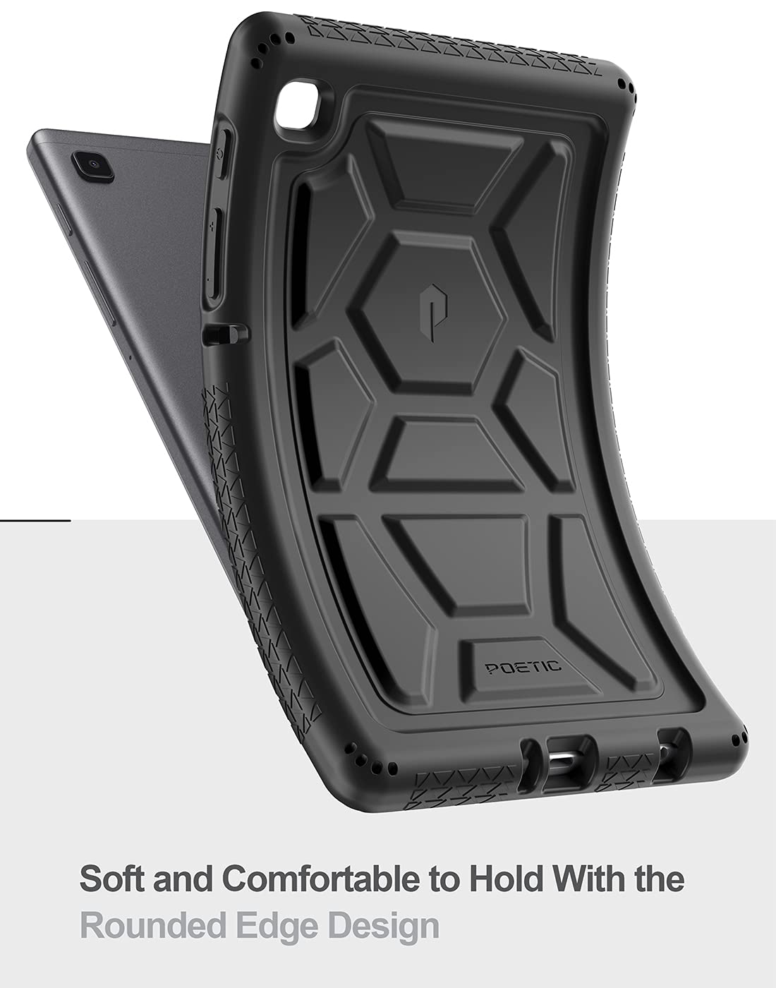 Poetic Turtleskin Heavy Duty Case Designed for Galaxy Tab A7 Lite 8.7 Inch (SM-T220/T225/T227), Rugged Shockproof Drop Protection Kids Friendly Protective Silicone Cover Case, Black