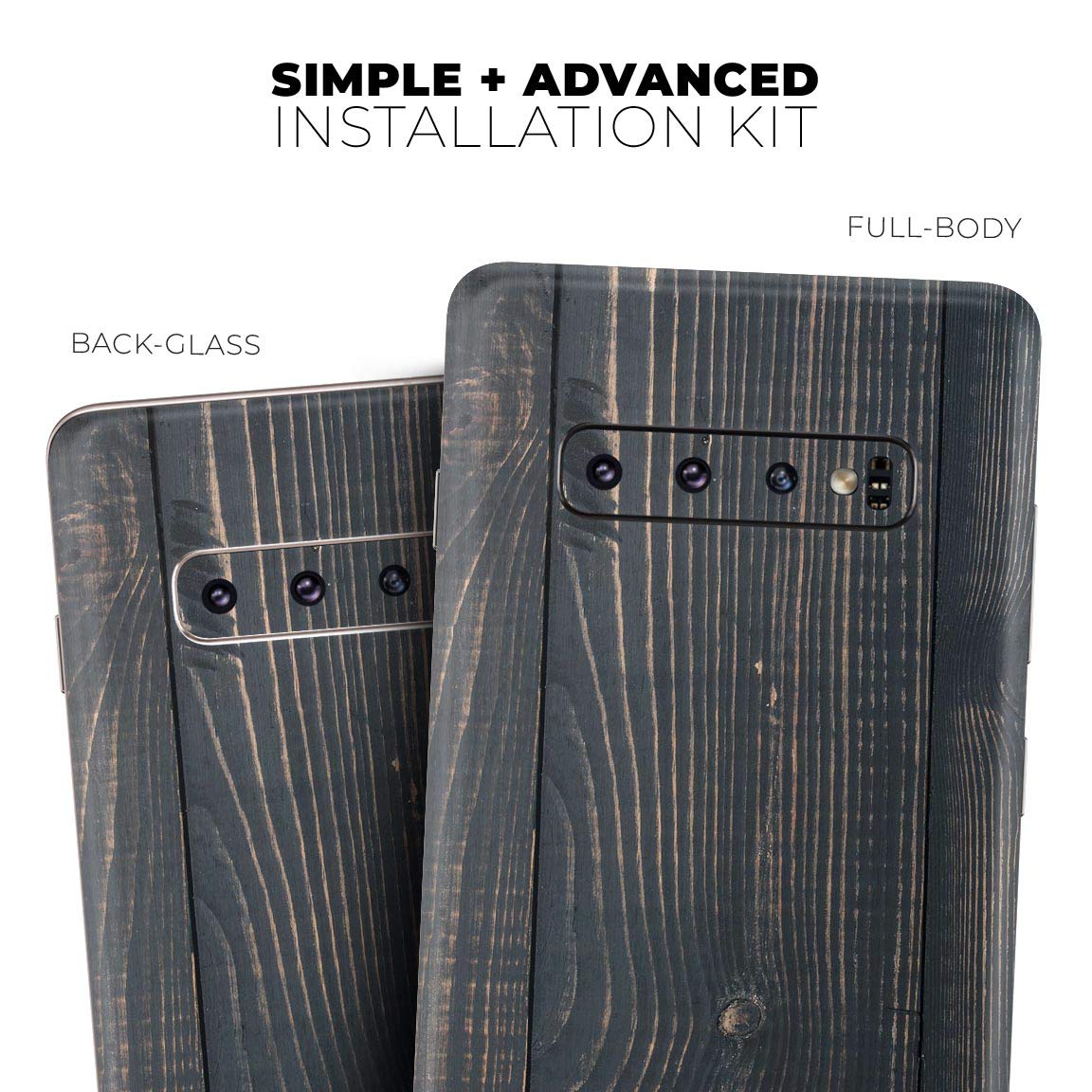 DesignSkinz Vertical Blackwashed Woodgrain Protective Vinyl Decal Wrap Skin Cover Compatible with The Samsung Galaxy S20 (Screen Trim & Back Glass Skin)