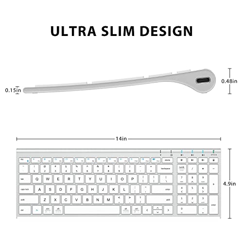 iClever BK10 Bluetooth Keyboard, Wireless Bluetooth Keyboard, Rechargeable Bluetooth 5.1 Multi Device Keyboard with Number Pad Full Size Stable Connection for Mac, Windows, iOS, Android, Laptop