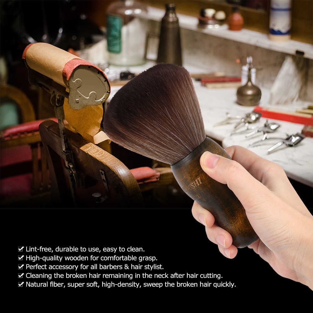 Anself Large Hair Cutting Neck Duster Brush Professional Barber Natural Fiber Wooden Handle Cutting Kits Type1