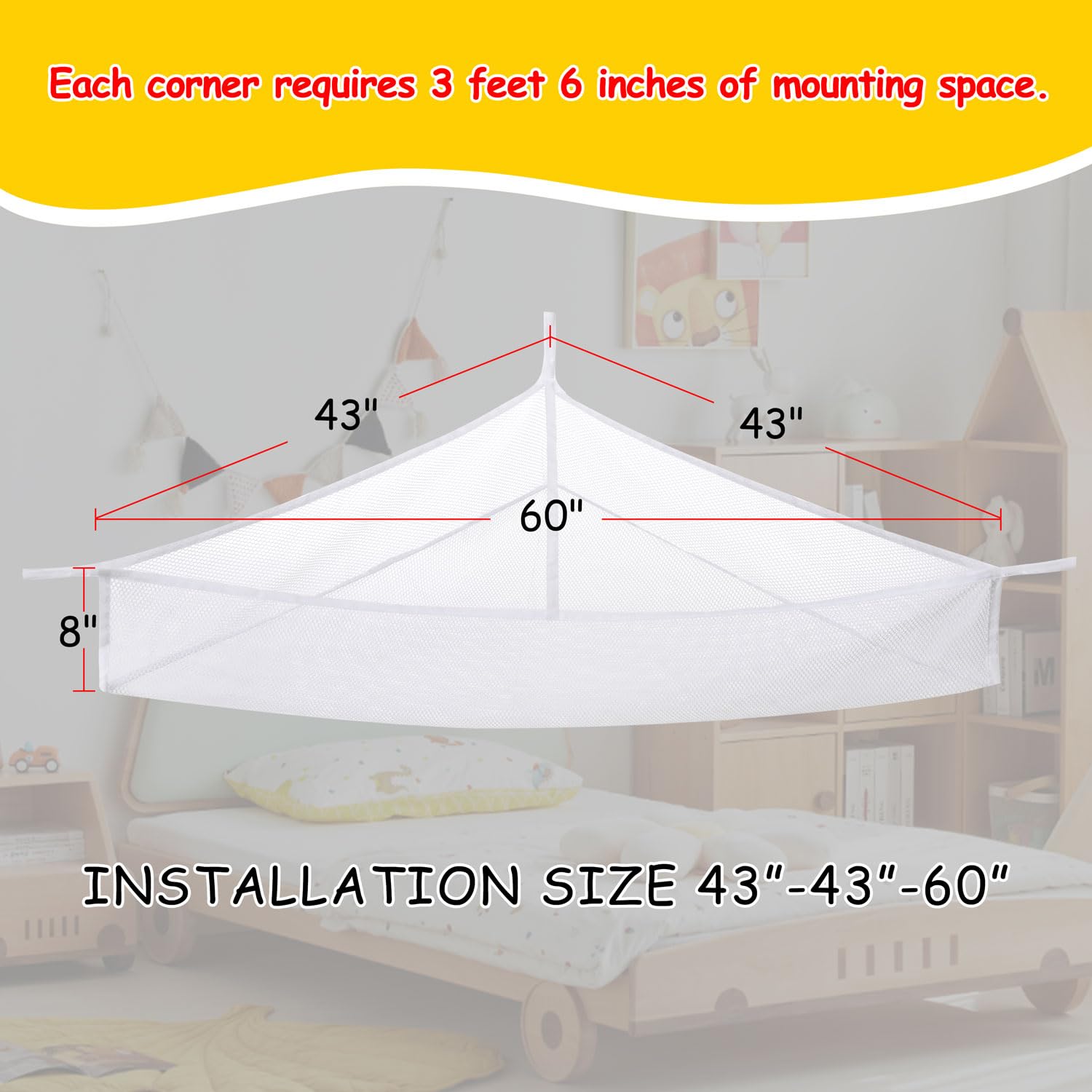 X-Large Stuffed Animal Net Hammock Corner (Min 3’6” Right-angled Corner Space Each Side) Toy Organizer for Plushies Hanging Holder for Organizing your Teddy and Squishmallow (White, X-Large)
