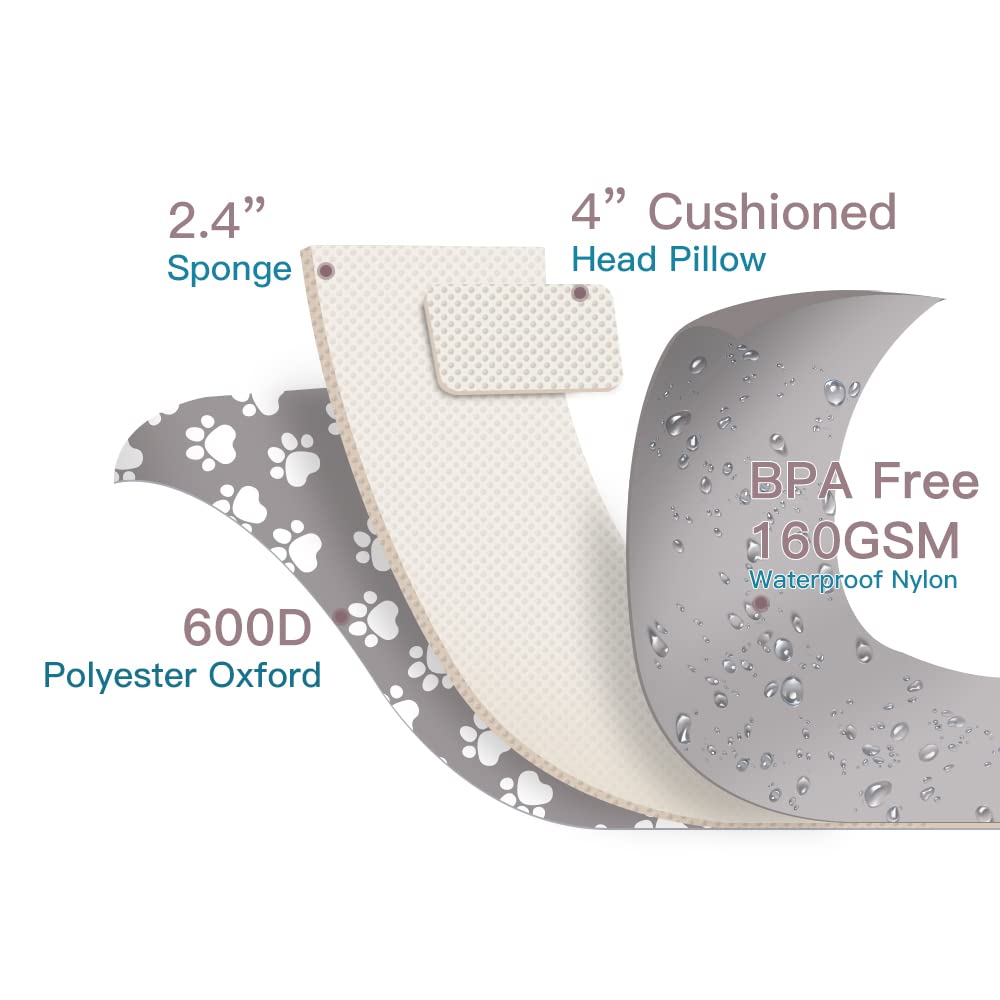 Portable Baby Diaper Changing Pad, hogardeck Waterproof Travel Changing Table Pad for Newborn, Extended Cushioned Changing Mat with Head Pillow and Baby Stuff Pockets, Baby Shower Gifts