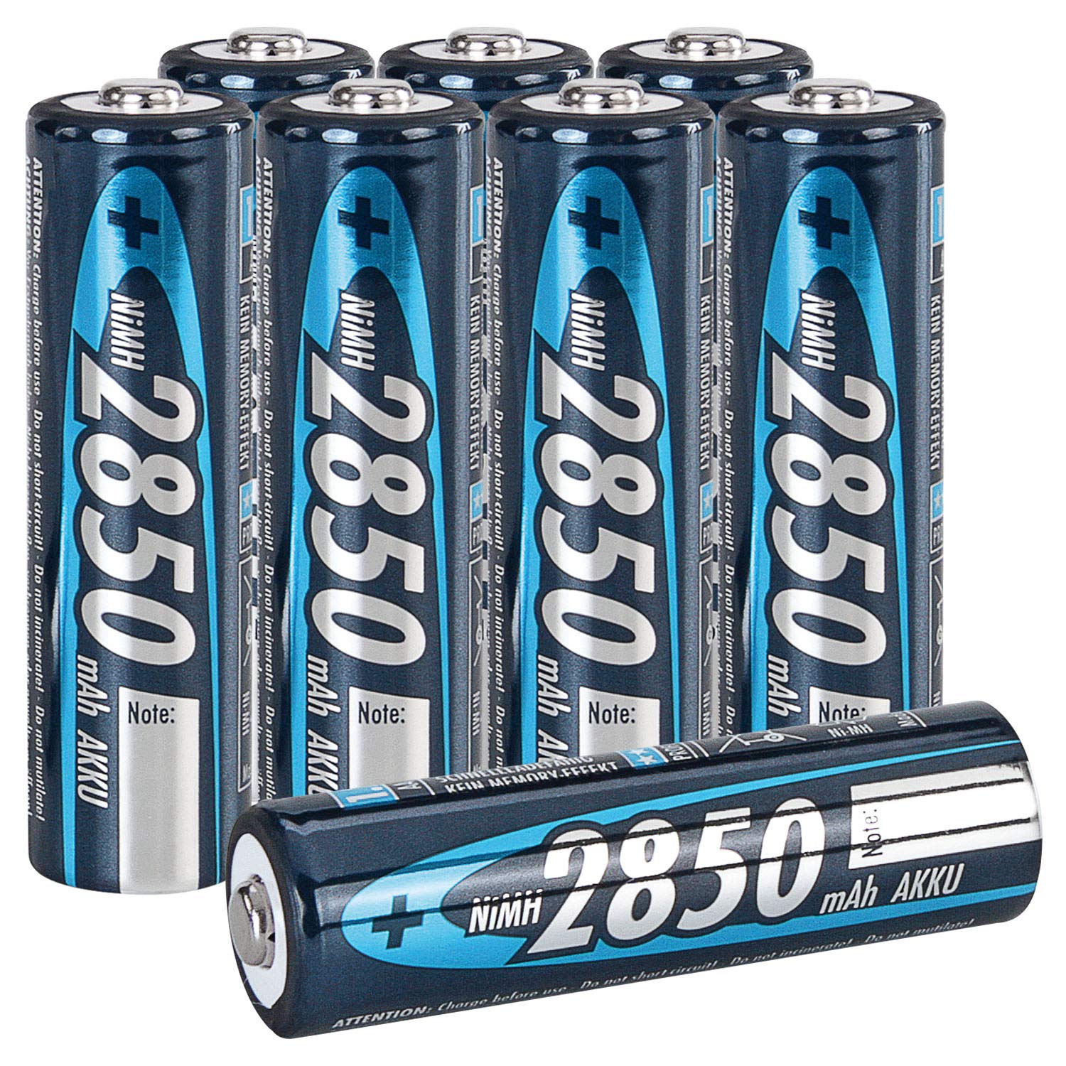 ANSMANN rechargeable batteries AA 2850 mAh NiMH - High capacity double A batteries pre-charged for camera, flashlight, controller, gamepad, solar light, Apple mouse, wireless keyboard, zapper - 8 Pack